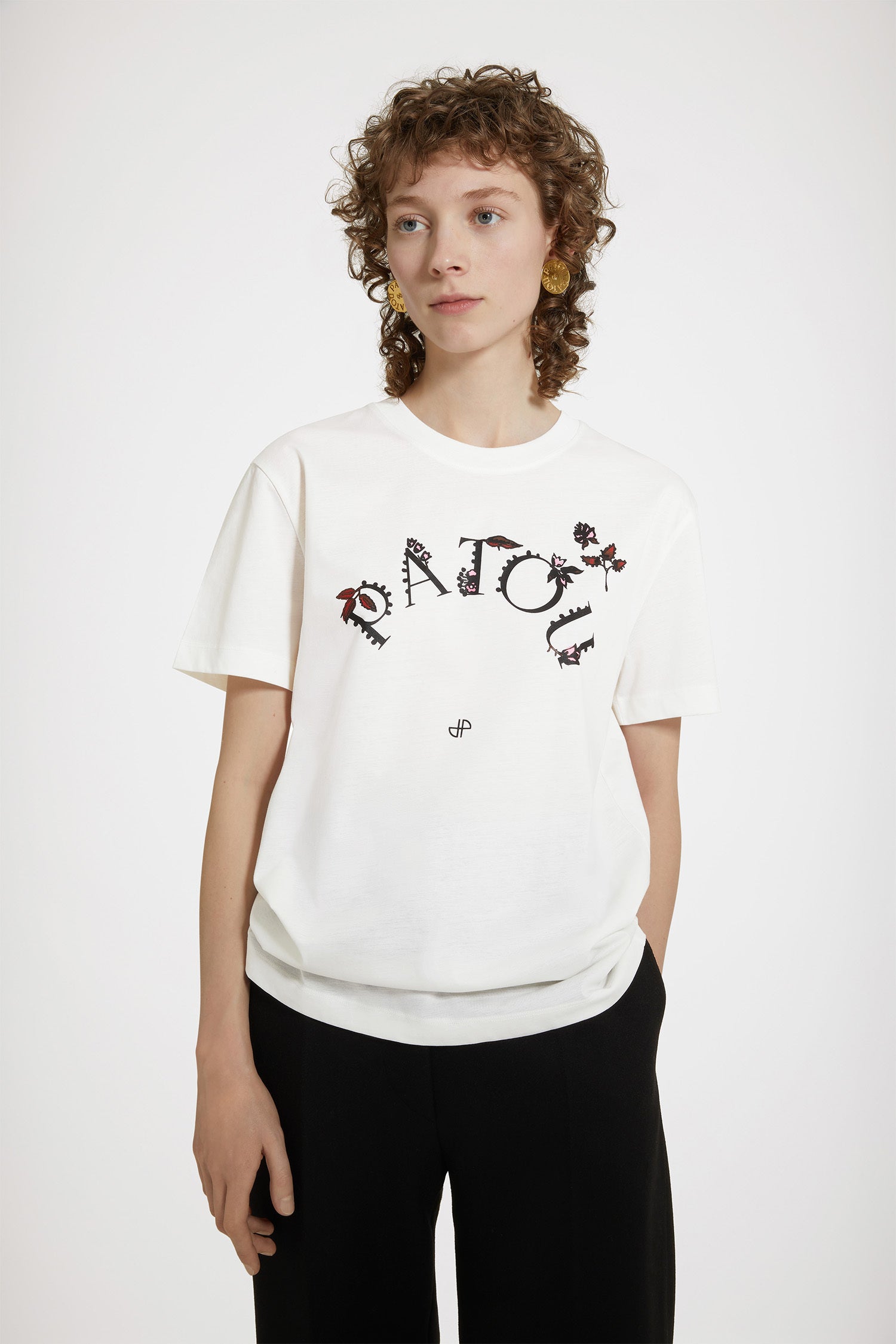 Patou | Floral Patou curved logo t-shirt in organic cotton