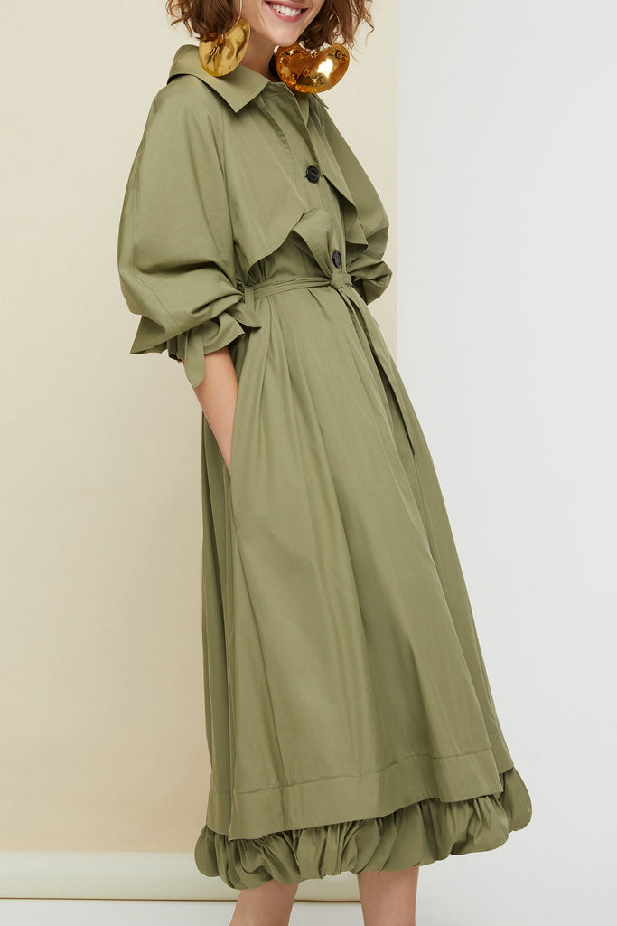 Patou | Cotton gabardine trench coat (colour: khaki green) - Patou.com