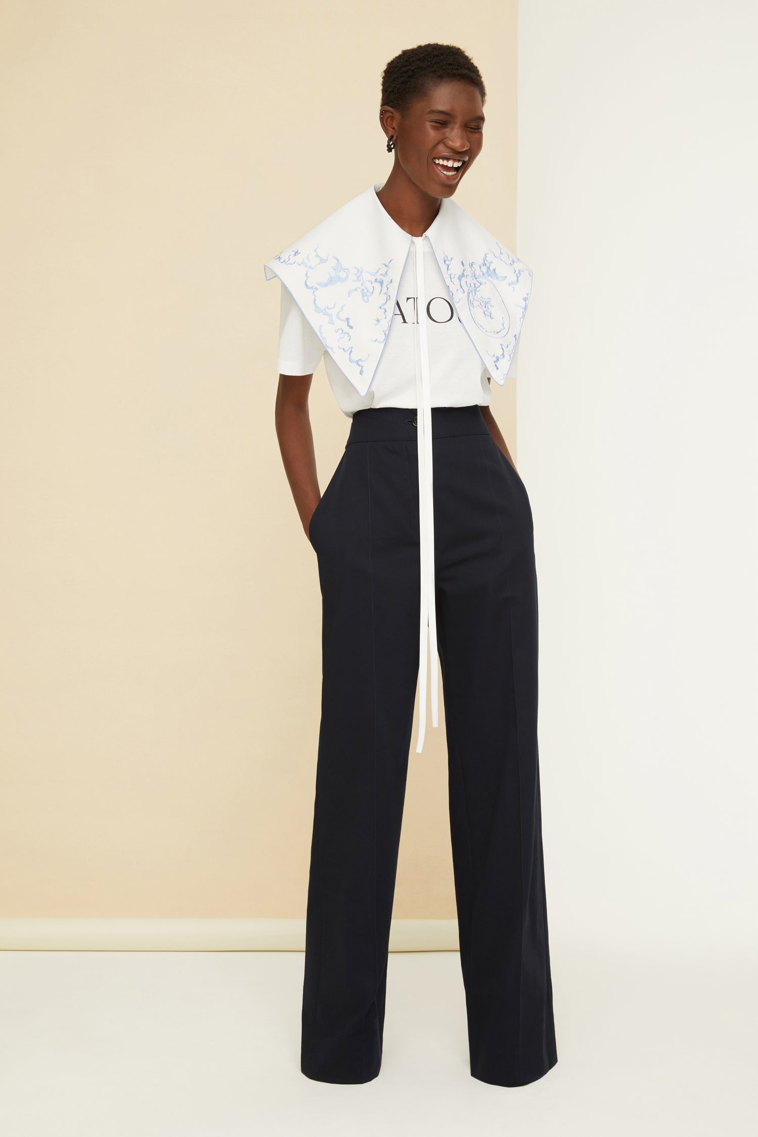 Patou | Long tailored trousers in organic cotton